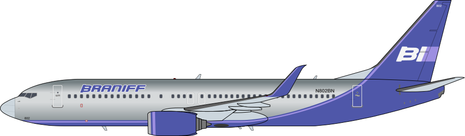 Braniff 737-800 Bare Metal Purple.png | MAF - Model Airliner Forum
